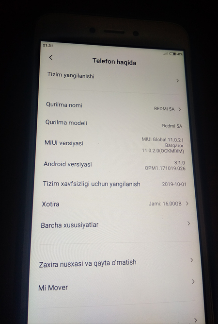 Redmi 5A 16gbxotira