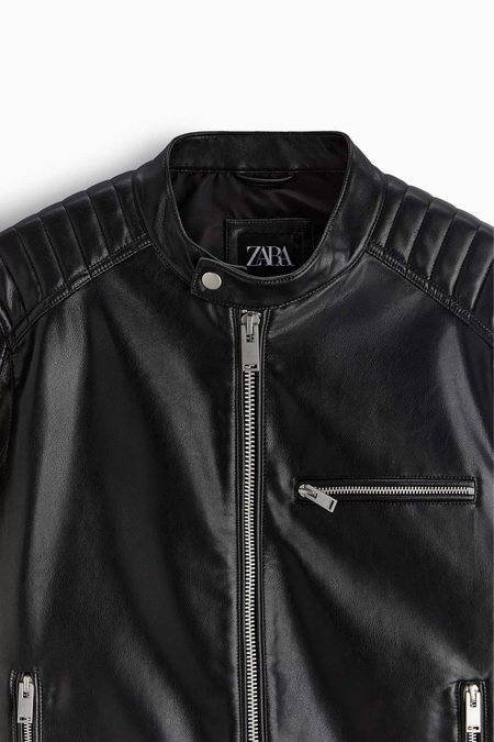 ZARA Мужская Кожаная Куртка New 52-размер (XL)