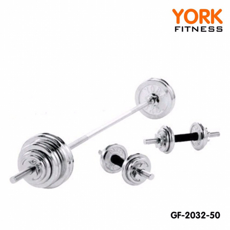 Набор гантелей штанга сборная york fitness 50 кг