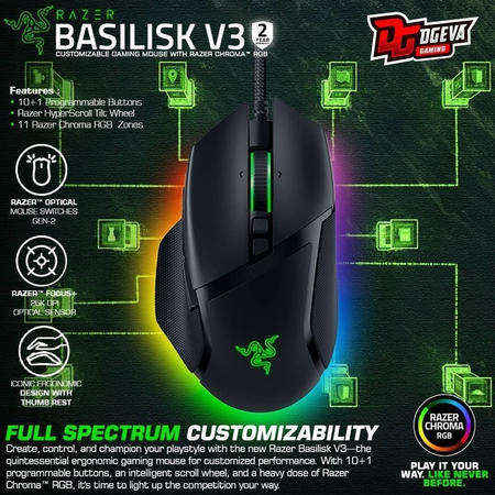 СКИДКА! RAZER Basilisk V3 RGB  Проводная мышка/мышь (DPI 26K)