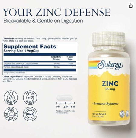 Цинк 50мг+Иммунная Система №100/Sink 50mg+Imunn Tizimi №100 Solaray