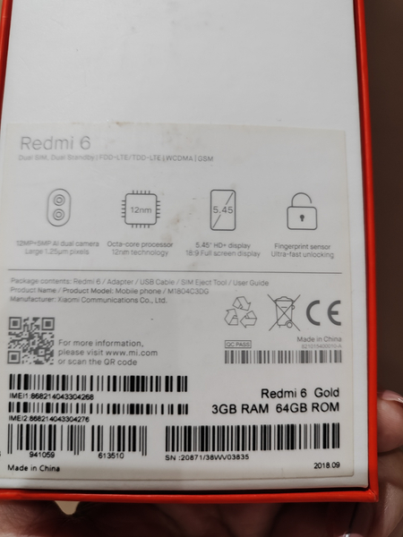 Продам Redmi 6 3/64 gold Global version