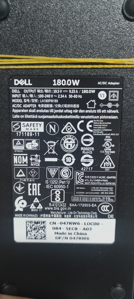 Зарядное устройство, dell 180.0W