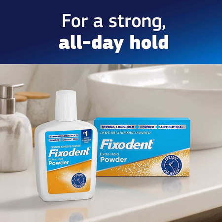 Порошок(клей) для зубных протезов Fixodent Extra Hold 2,7 унции(70гр)