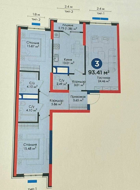 Продается 3х ком. квартира,ЖК NRG Qorasuv,ор-р:Мирзо Улуг-й р-н,93.4м2