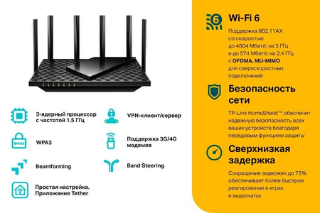 Tp-Link Archer AX73 AX5400 Wi‑Fi 6 роутер. AX5400