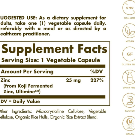 Solgar Earth Source Food Ферментированный цинк коджи 25 мг