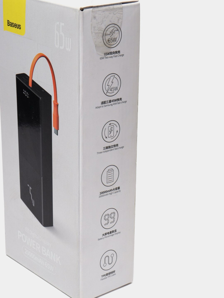 Повербанк Baseus 65W, 20000mAh, внешний аккумулятор, powerbank