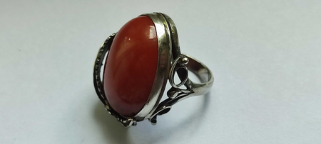 Красивое серебряное кольцо с камнем СЕРДОЛИК, разм.19