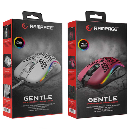 Белая игровая мышь Rampage SMX-R85 GENTLE White Red RGB Gaming Mouse
