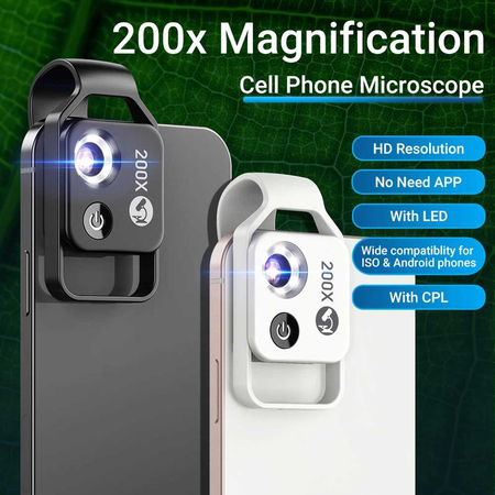 Макрообъектив для телефона Apexel 200X LED Microscope Lens