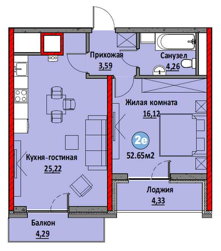 Продаются квартиры в ЖК « SOY BO’YI» Общ.пл: 52.65 м2