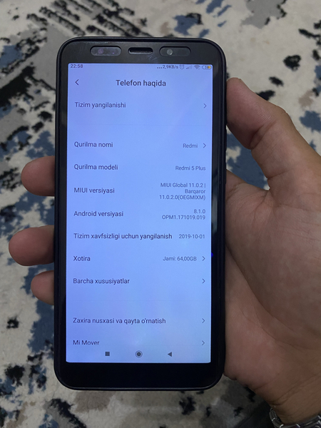 Redmi 5+ karobka dakument yoq viloyatda qolib ketgan