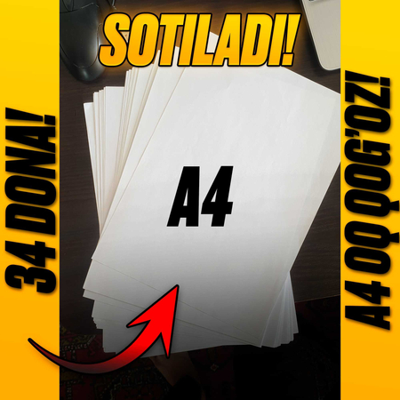 34 dona A4 oq qog\\\'oz sotaman!