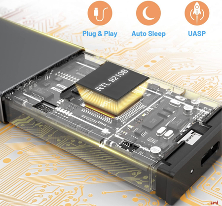 UNI M.2 NvMe/SATA SSD Enclosure 10Gbps USB 3.2