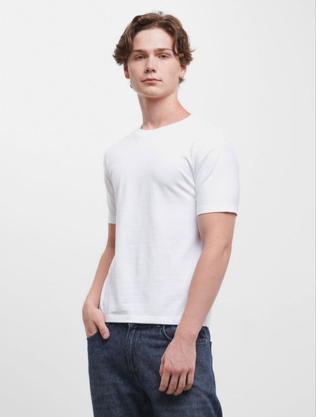 Erkaklar uchun oq futbolka, 75% paxta, 25% spandex