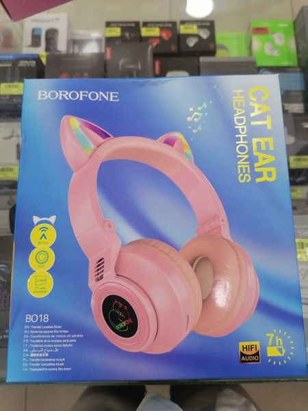 Детские Bluetooth наушники с кошачьими  ушками, наушники Hoco/Borofone