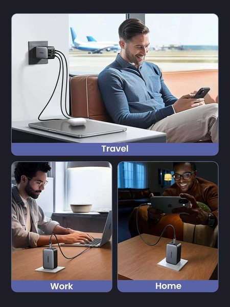 UGREEN Nexode 65W USB C GaN Charger-3 Ports Wall Charger