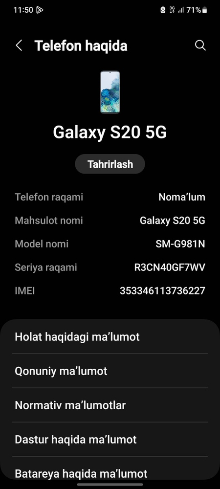 Samaung s20 5g 12/128