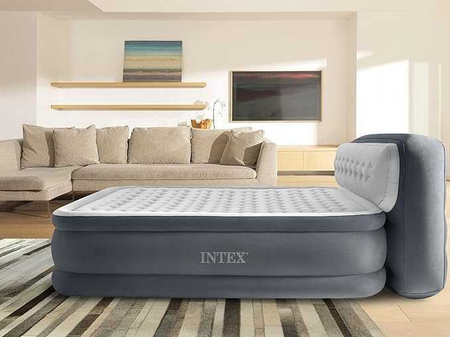 Надувная кровать Intex Headboard Airbed 64448, 236х152 см, темно-серый