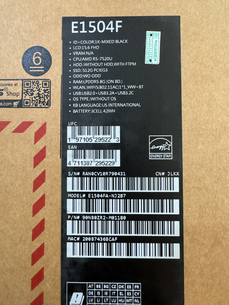 Asus vivobook Ryzen 5 7520u ddr5 8Gb m2 512gb