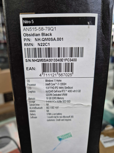 Acer Nitro 5 ( i7-12650H / RTX 4060 8GB)