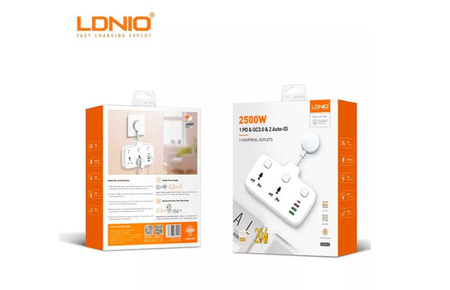 Удлинитель сетевой LDNIO SC2413 /2 розетки, 2 USB, 1PD Turbo, QC3.0,