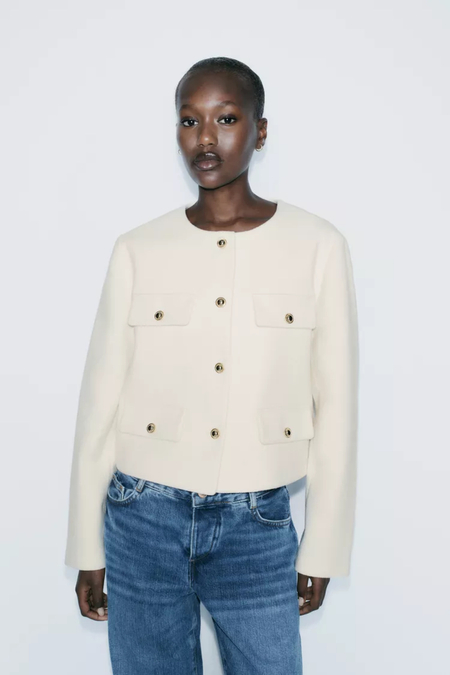 Укороченный блейзер с клапанами Zara
