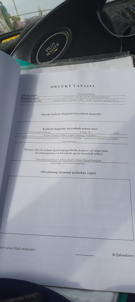 Bush yer uchastka turar 4 sotih
