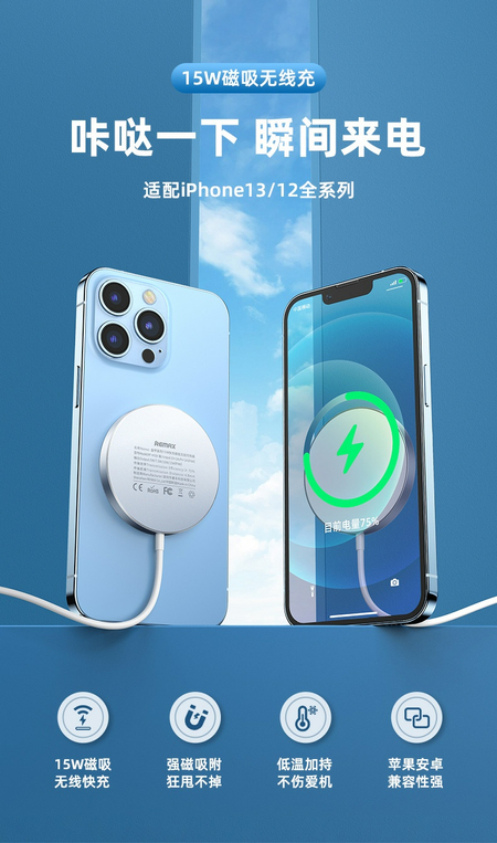 Remax RP-W58 Magnetic Wireless Charger Magsafe For iPhone 12 13