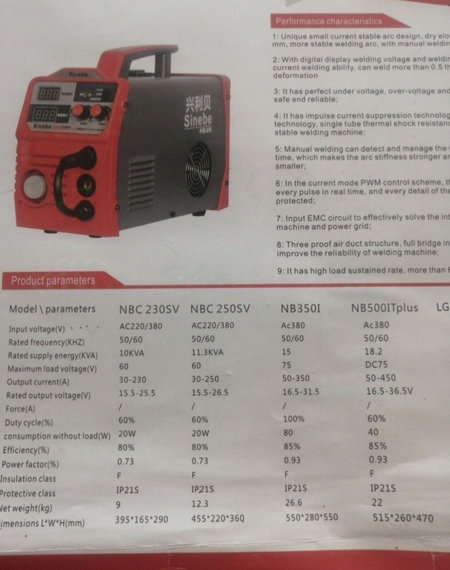 Кемпинг сварка. Модель NB500. SINEBE