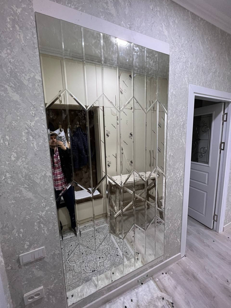 Душавой кабина Витраж Оргстекло рисунок Ромбик зеркало