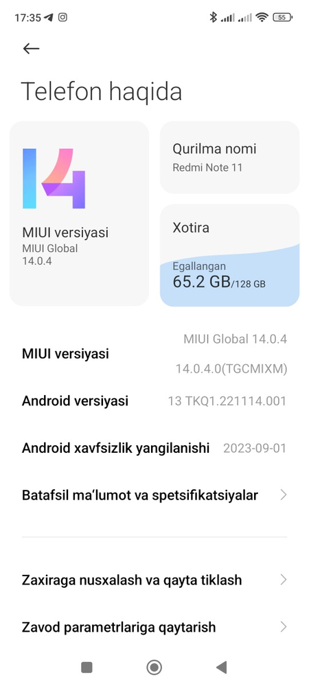 Redmi 11  ochilmagan yangi bir qoʻl karopka bor ideal tel barter bot