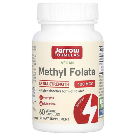 Jarrow Formulas, веганский метилфолат, повышенной силы действия, 400 м