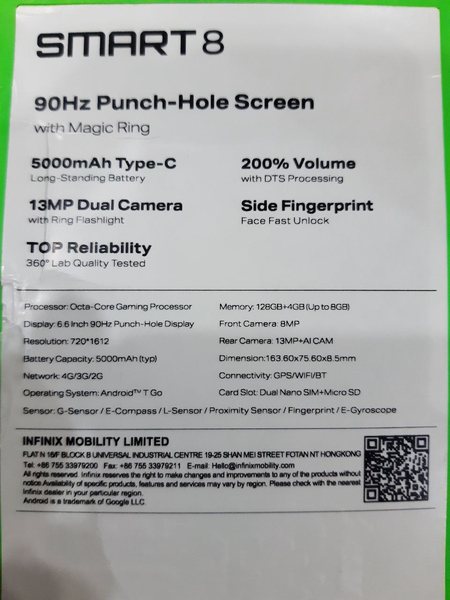 Infinix SMART 8 Yangi 8/128g