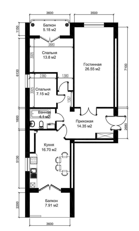 (Добрый) Алайский, 96 м² • 3/1/10, Сквозная