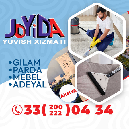 Joyida yuvish xizmati. Gilam, Mebel, Matras, Parda