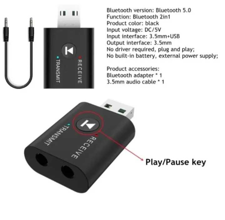 USB Bluetooth 5.0 transmiter (передатчик-приёмник)