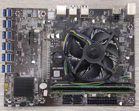 Материнская плата BTC B250C + CPU + DDR4 16GB