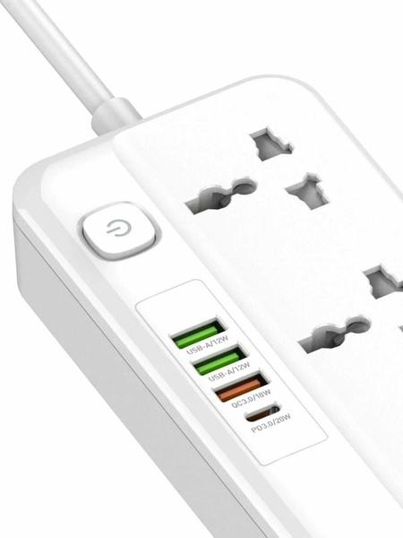 Сетевой фильтр удлинитель LDNIO, 2 м, 5 розеток,QC 3.0+PD 3.0 20W