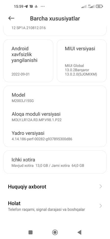 Redmi not 9 sotiladi.  bir mln uch yuz ming
