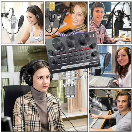 Звуковая карта + микрофон BM800. Для студии. Блогеров. Ютюберов.
