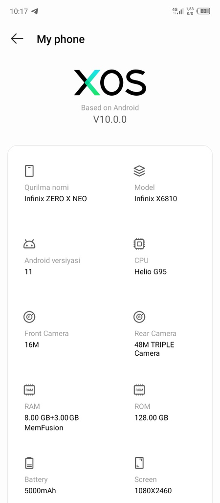 Infinix ZERO X NEO  sotiladi  Kamerasi 60x zum oladi