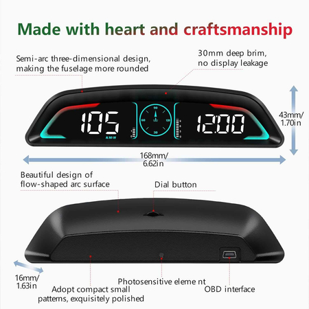 HUD проектор B3 с датчиком скорости и температуры охлаждения/ OBD2