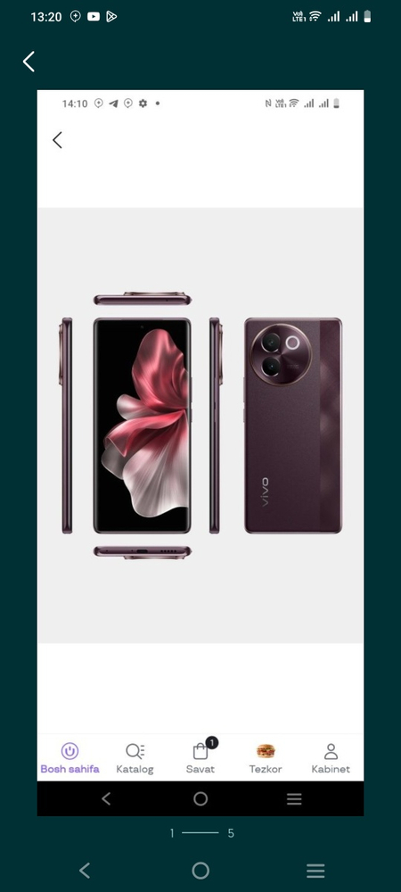 Vivo V30 e 1 oy ishlatilgan fioletvi rang