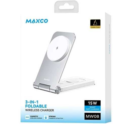 Беспроводная зарядка MAXCO 3in1 15W Folding Wireless Charger (MW08)
