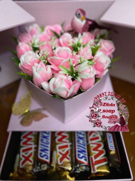 8 mart uchun Sovunli gul ajoyib sovga