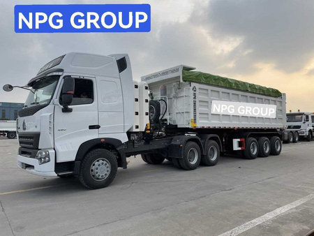 ТЯГАЧ HOWO A7 CNG420 Самосвальный полуприцеп 60т 40м3 (усиленный)