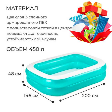 Бассейн Bestway Blue Rectangular Family (54005)