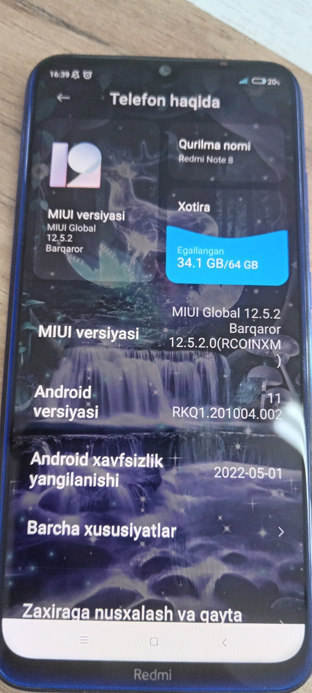 redmi note 8 holati ideal
